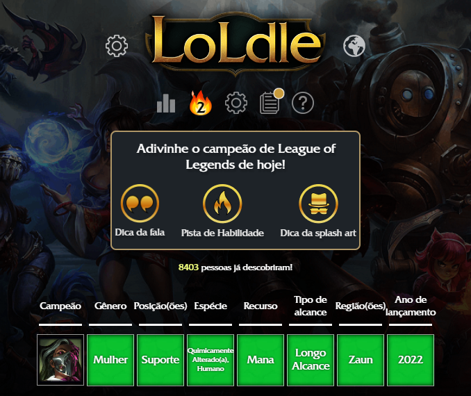 Solução LoLdle 12 de julho: "Vamos usar todas as cores!" - Millenium