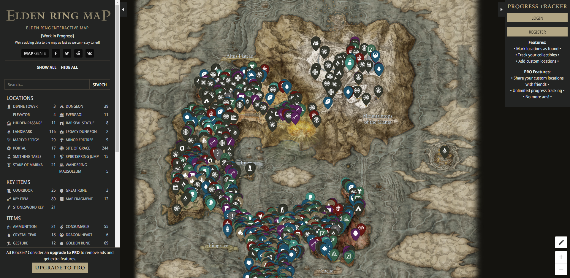 Mapa interativo de Elden Ring mostra localização de itens, NPCs, pontos ...