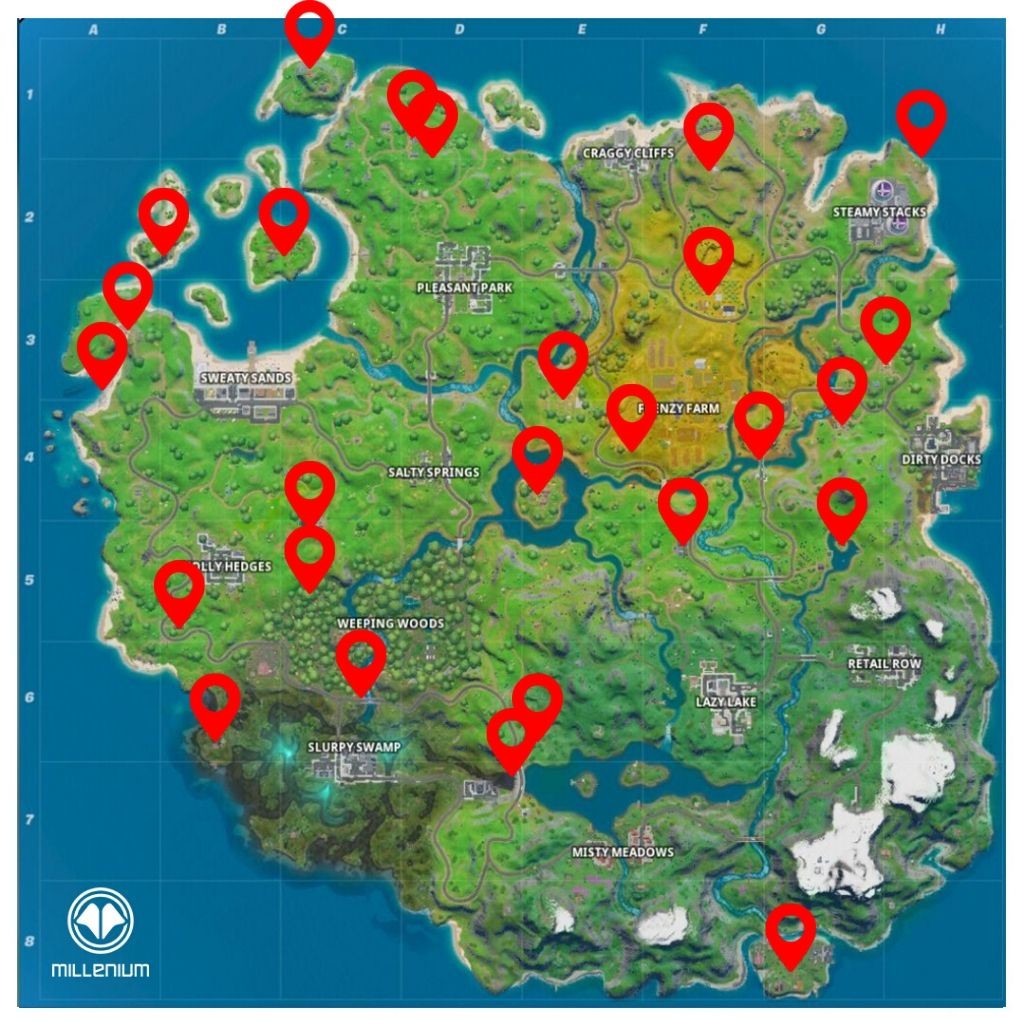 Fortnite: Visite Pontos de Referência no mapa do Capítulo 2 - Millenium