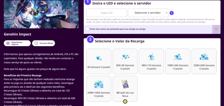 Codashop Genshin Impact: Como comprar Gemas Essenciais com o site de ...